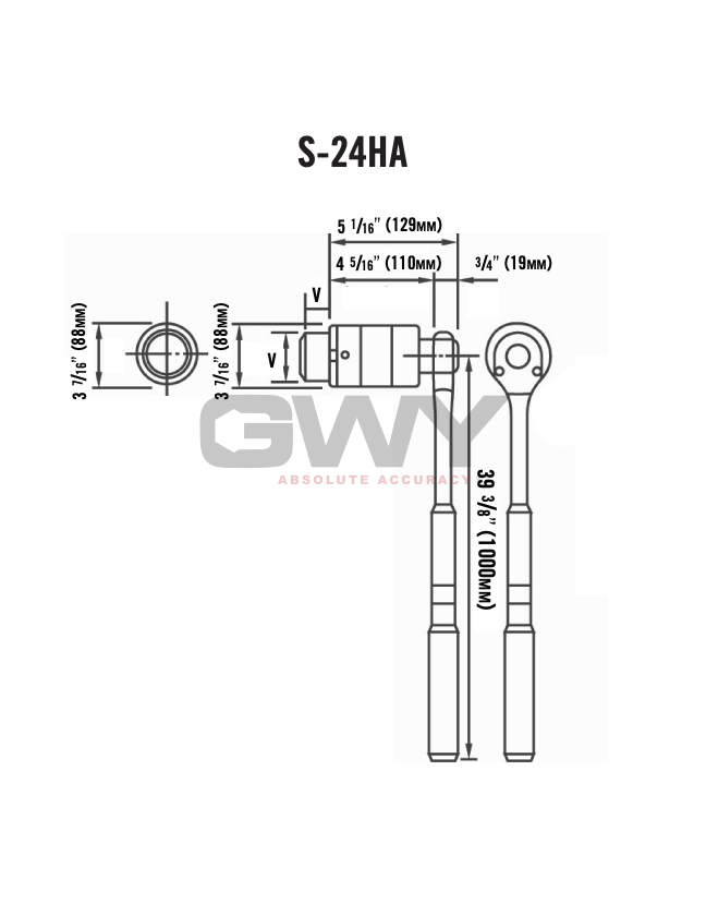 S-24HA Dimensioned Drawing | GWY, Inc.