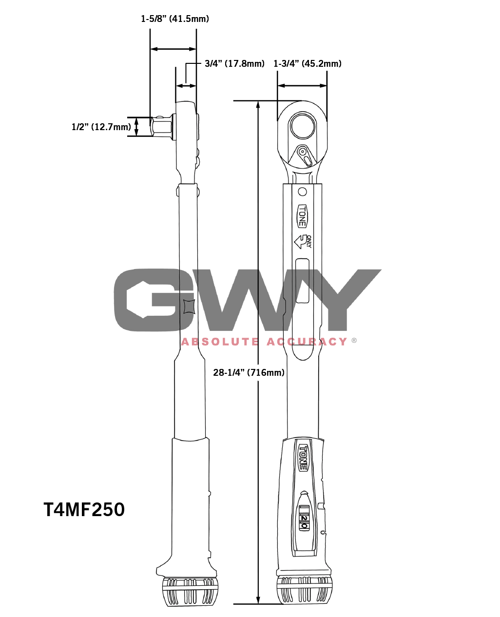T4MF250/T4MN250 Manual Torque Wrench | GWY, Inc.