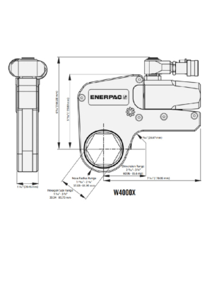 W4000X Torque Wrench Drive Unit Dimensioned Drawing | GWY, Inc.