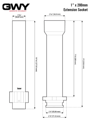 1" x 200mm Extension Socket | GWY, Inc.